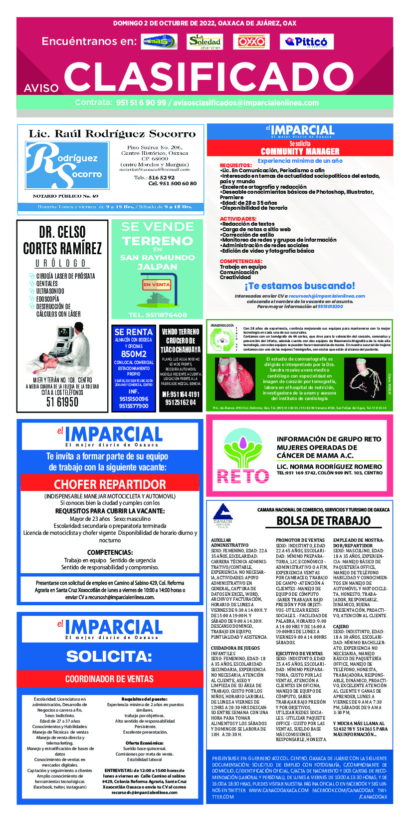 CLASIFICADOS 02 DE OCTUBRE | El Imparcial de Oaxaca