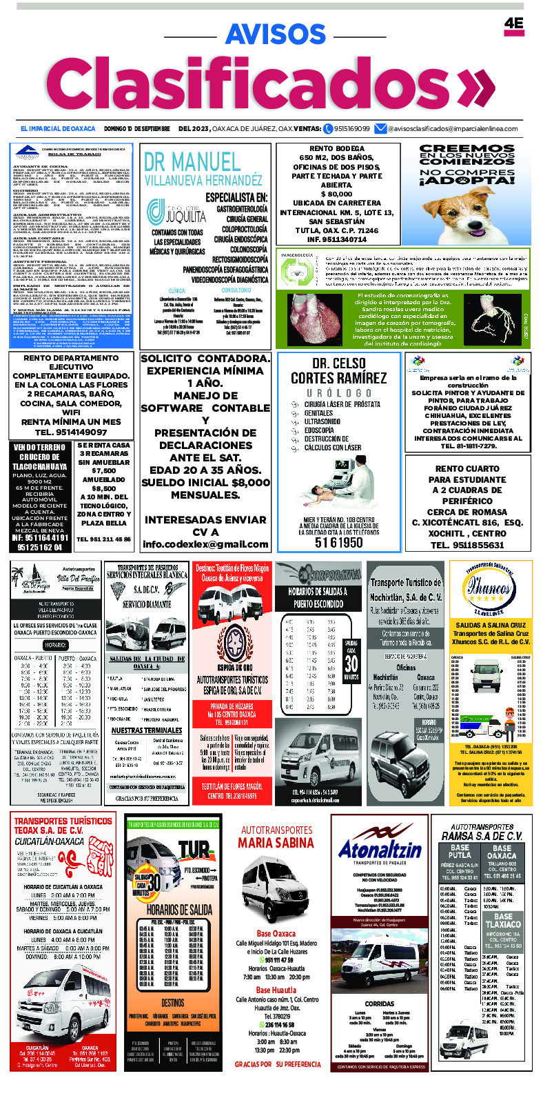Clasificados 10 de septiembre | El Imparcial de Oaxaca